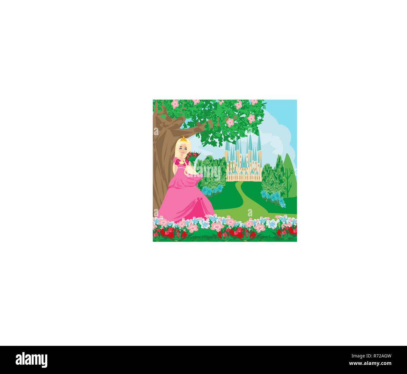 Beautiful queen in front of her castle Stock Vector Image & Art - Alamy