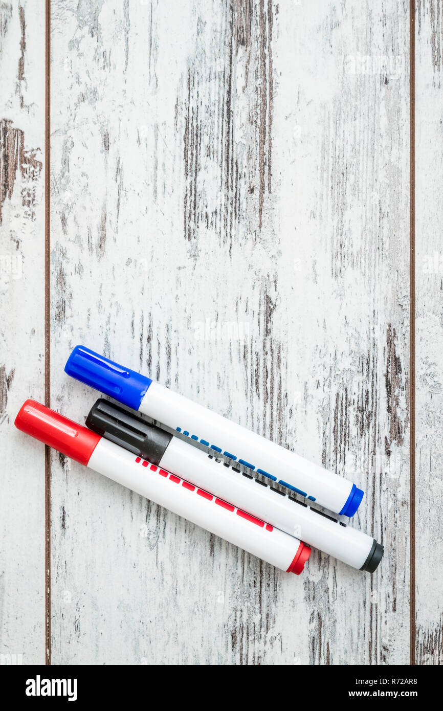 Blue, Red, Black Marker Set on White background Stock Photo - Alamy