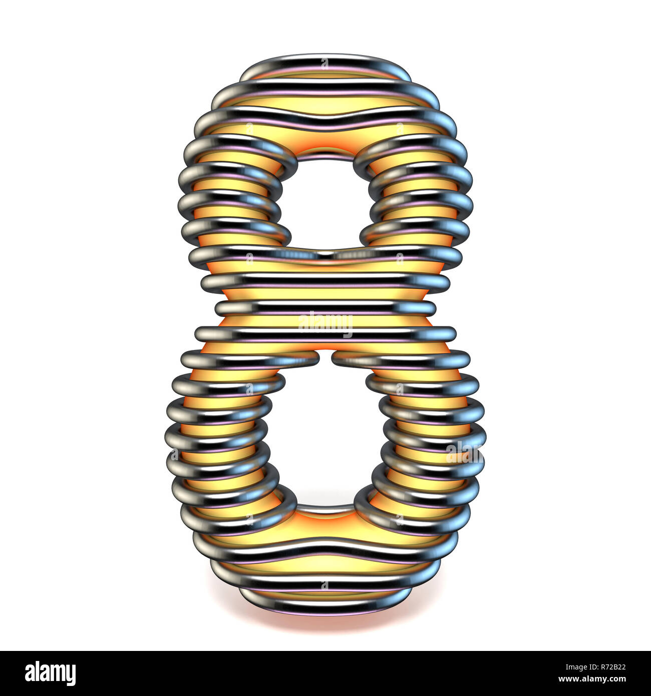 Orange yellow number 8 EIGHT in metal cage 3D Stock Photo - Alamy