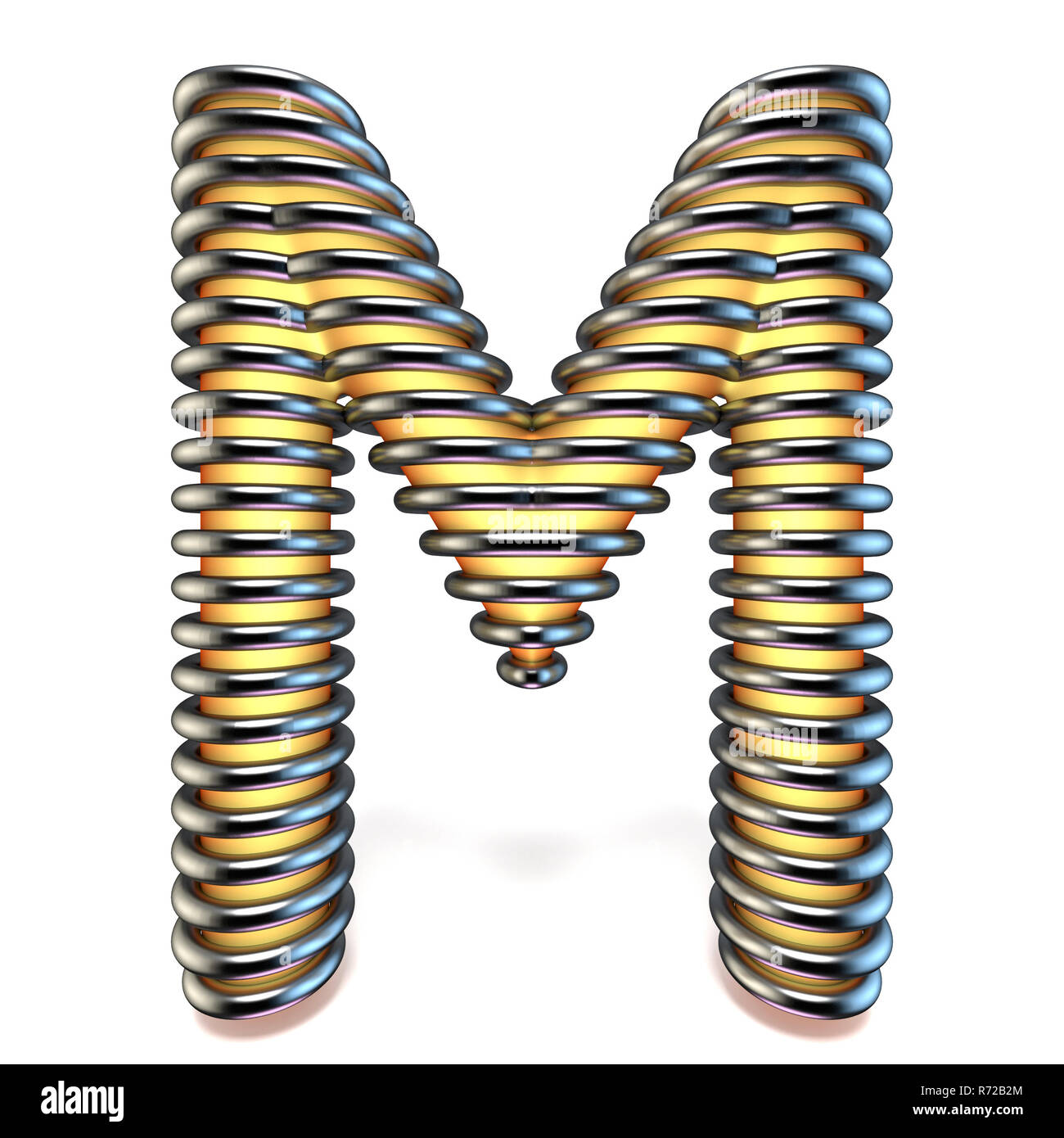 Orange yellow letter M in metal cage 3D Stock Photo - Alamy