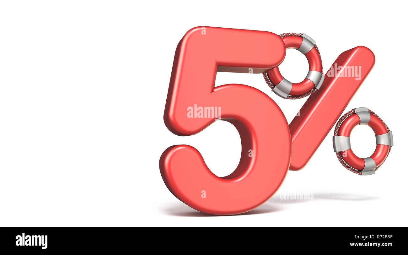 Life buoy 5 percent sign 3D render illustration Stock Photo - Alamy