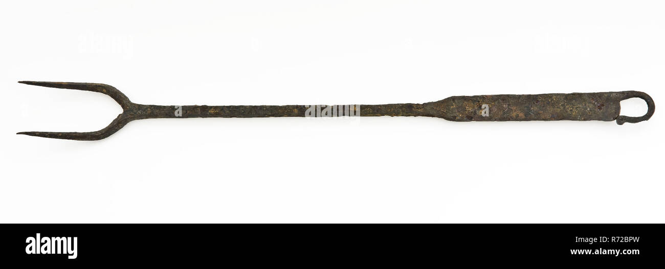 Iron frying fork, fork with two teeth, fork kitchen utensils soil find ...