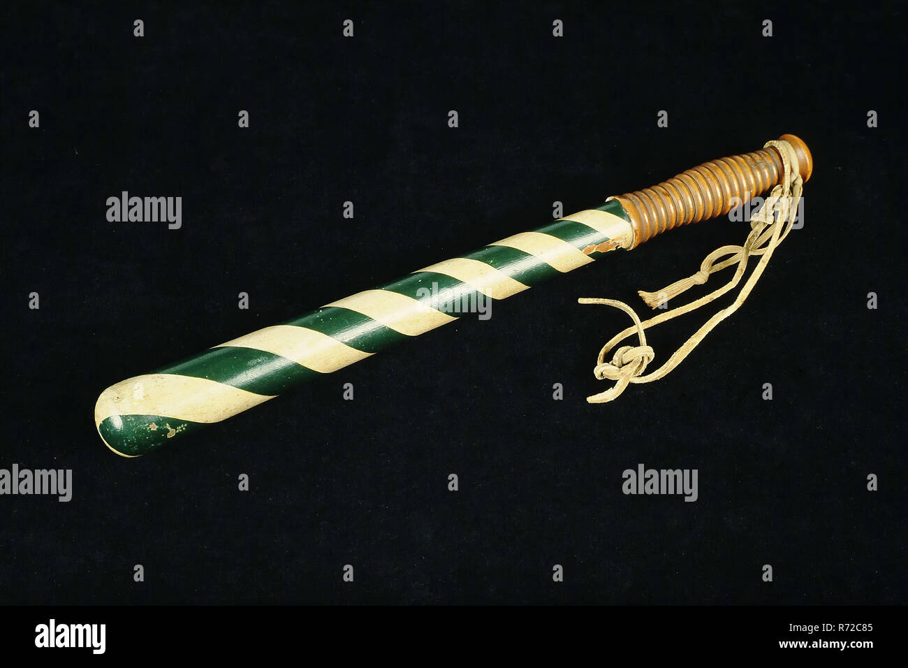 Truncheon with painted green and white spiral, custodian staff staff ...