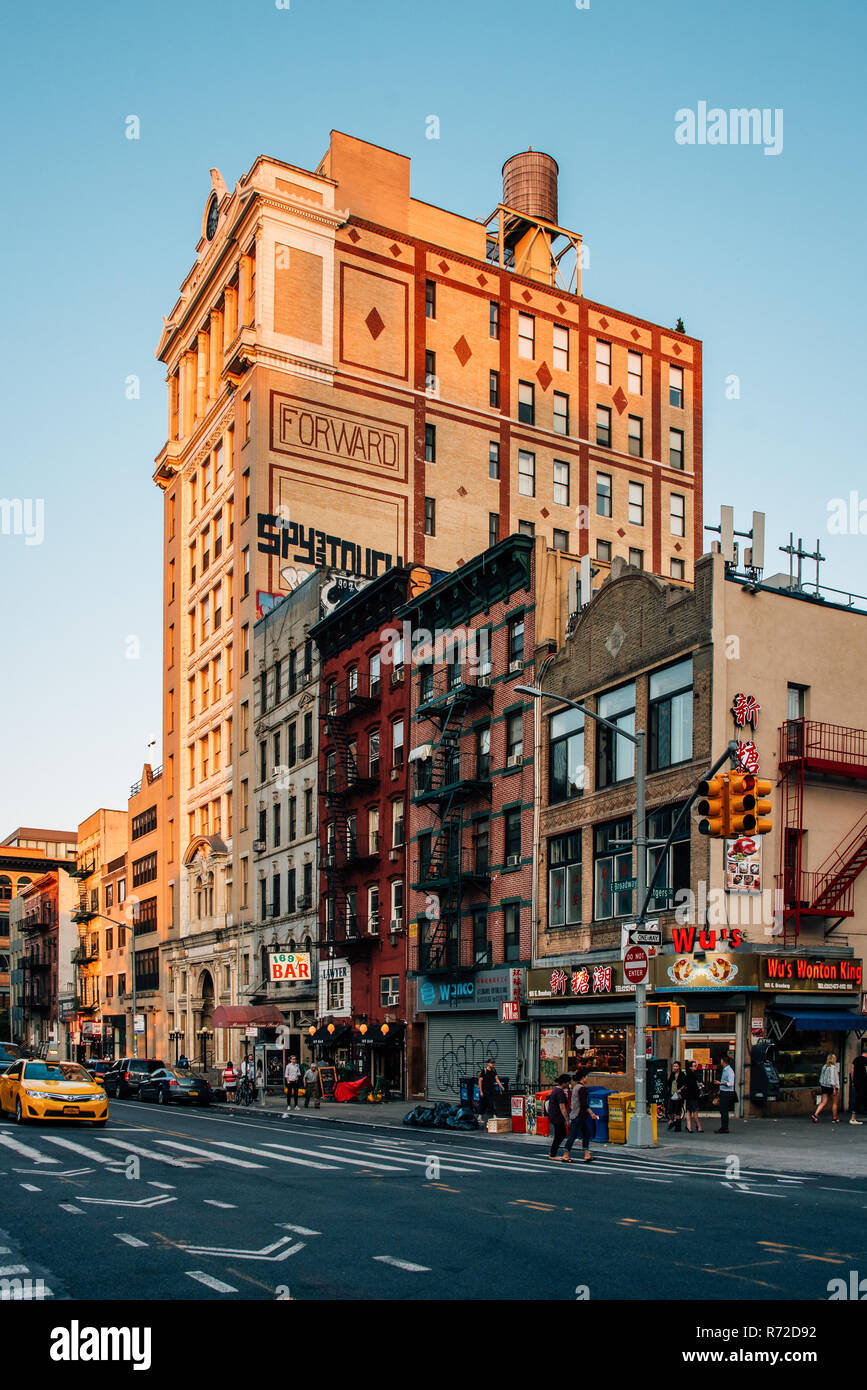 The Forward Building and East Broadway, in the Lower East Side of ...