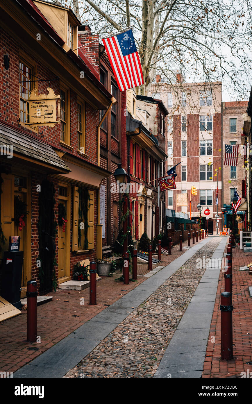 Elfreth's Alley, in Old City, Philadelphia, Pennsylvania Stock Photo ...