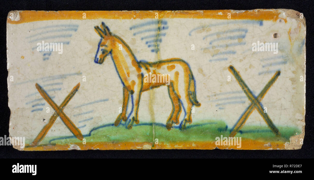 Border tile, donkey on grass with fence, edge tile wall tile tile ...
