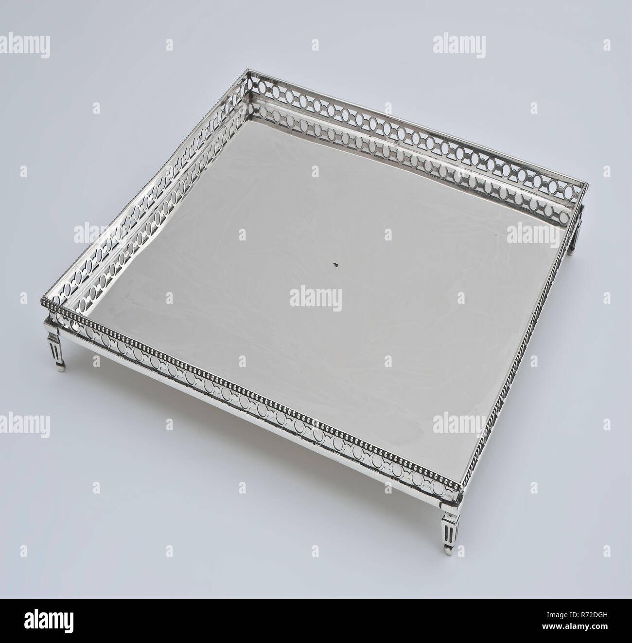 Silversmith: Cornelis Knuijsting, Square silver tray (cabaret) with ...