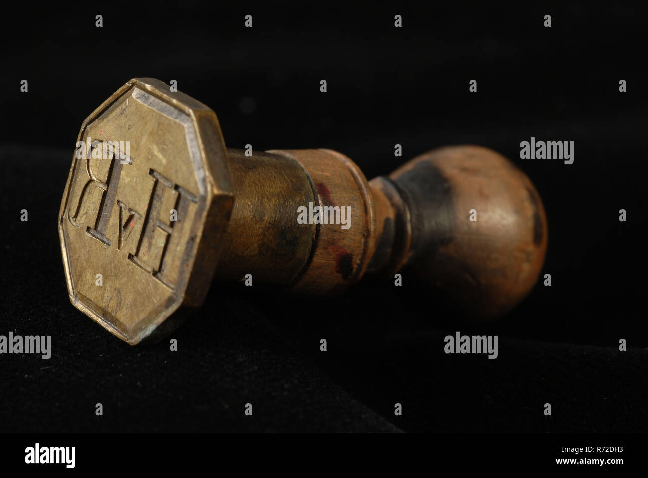 Copper stamp with monogram, bass relief Copper stamp with wooden handle ...