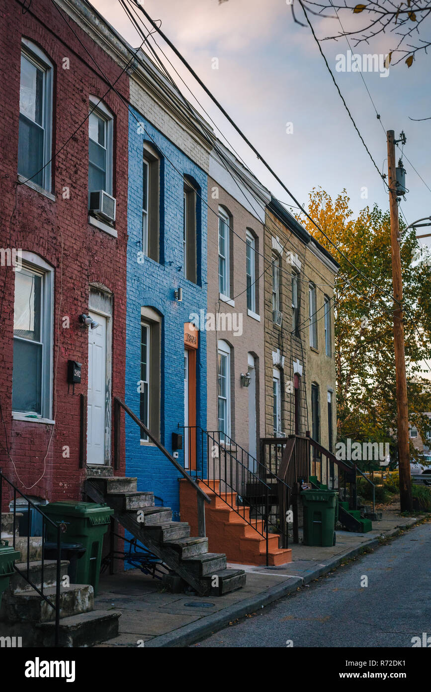 Colorful row homes in Remington, Baltimore, Maryland Stock Photo - Alamy