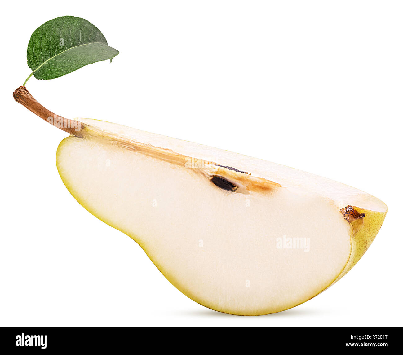 Fresh pears slice with leaf isolated on white background Clipping Path ...