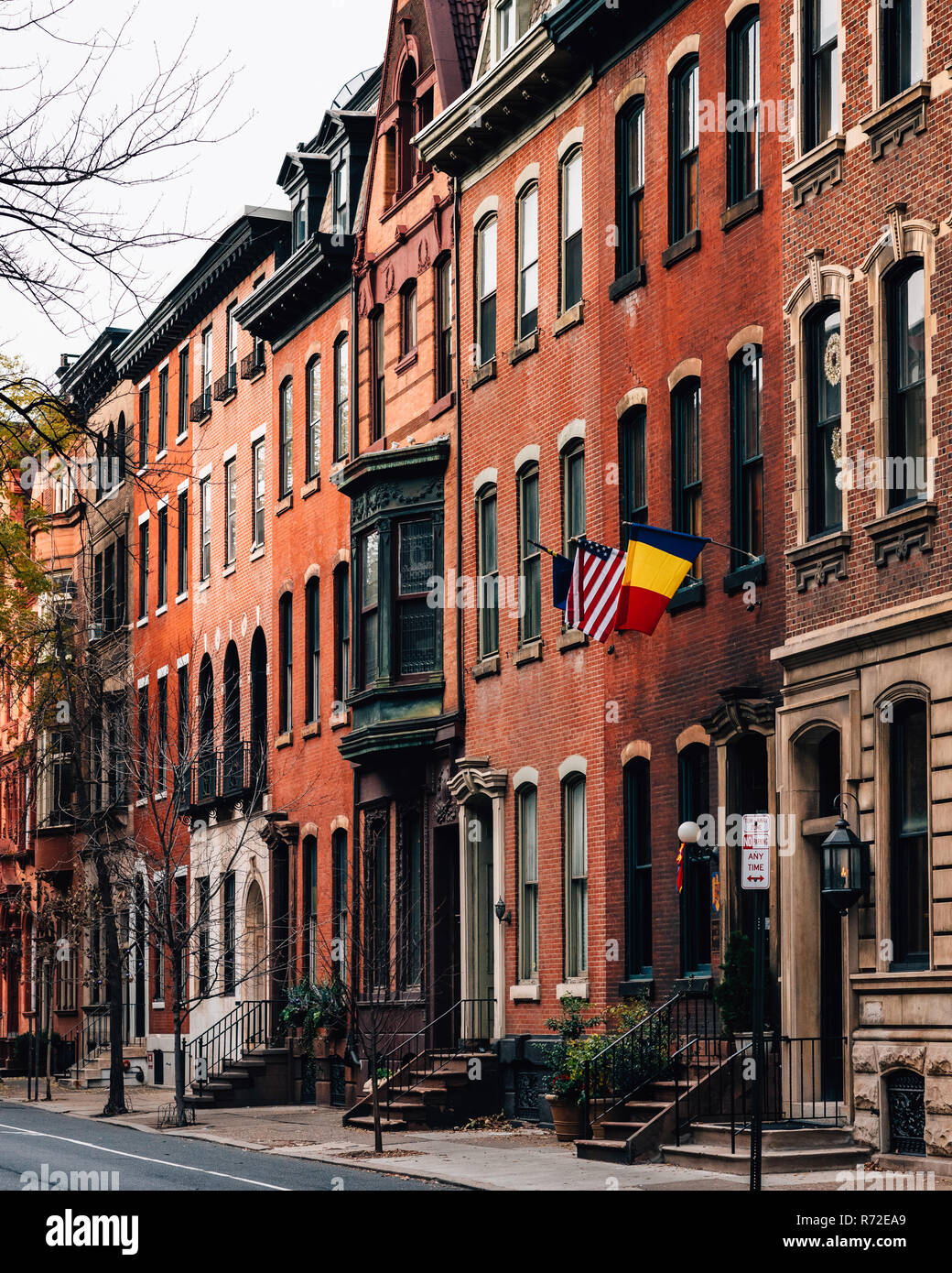 Brick townhomes near Rittenhouse Square in Philadelphia, Pennsylvania ...