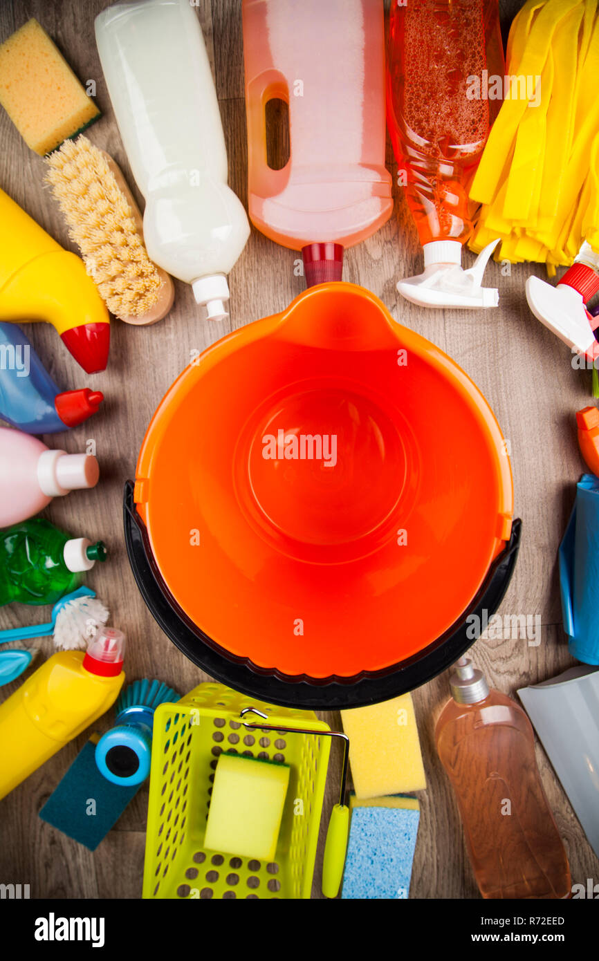 Assorted cleaning products Stock Photo - Alamy