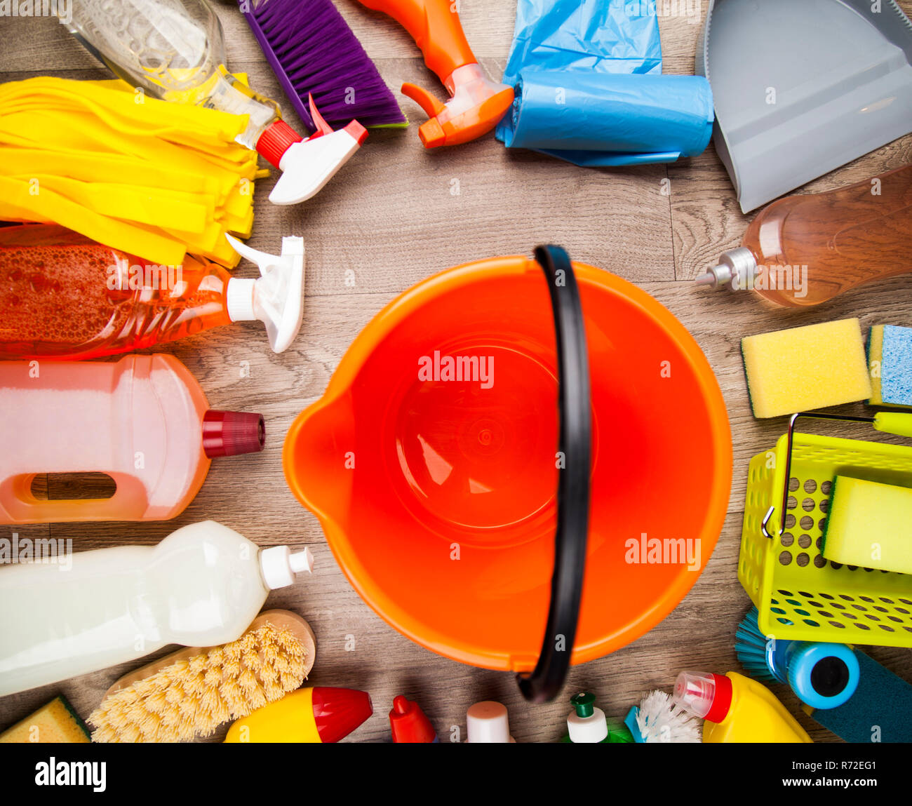 Assorted cleaning products Stock Photo - Alamy