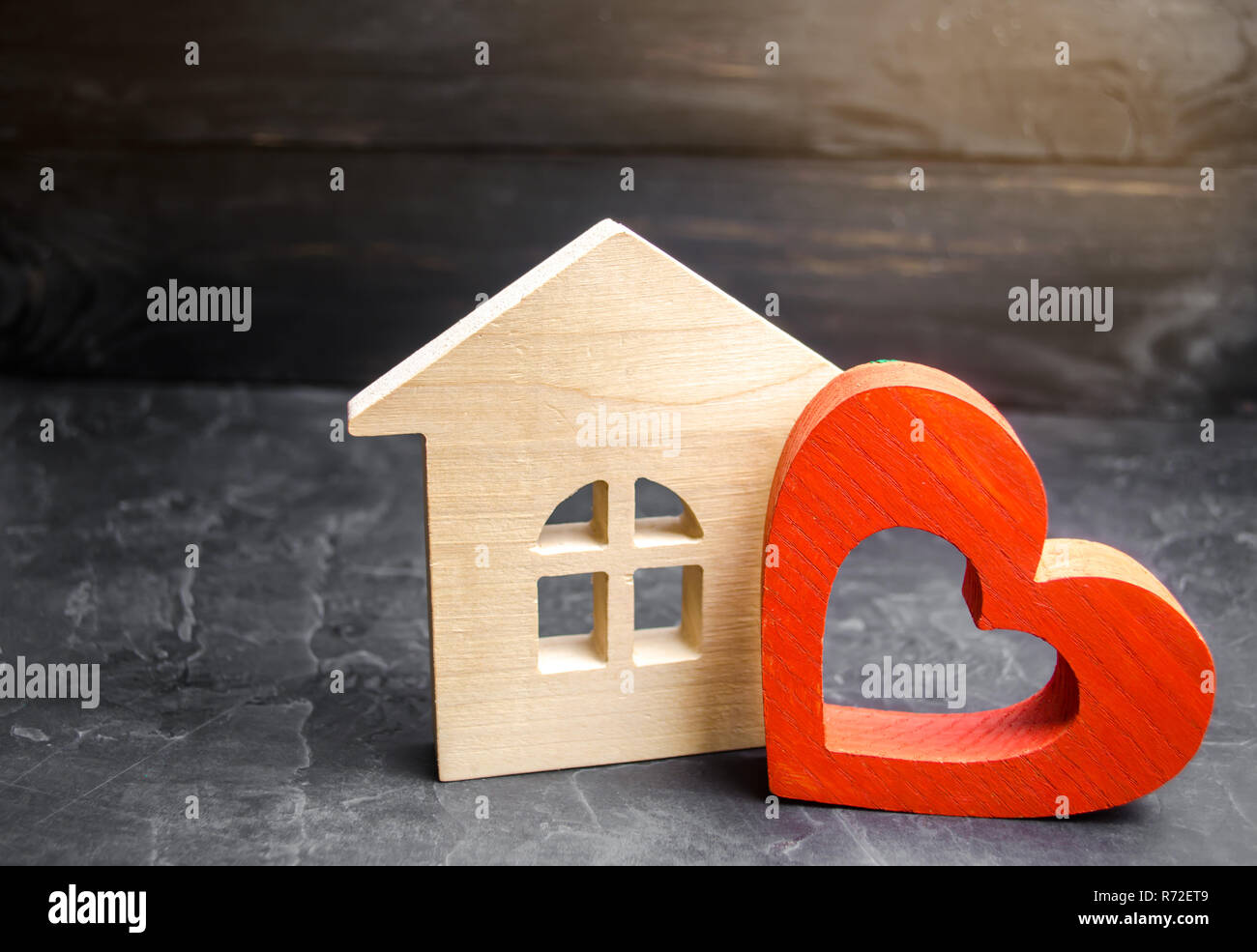 House with a red heart. House of lovers. Affordable housing for young ...