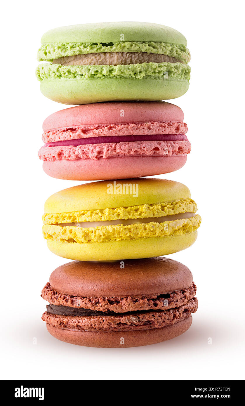 Sweet colorful macarons isolated on white background. Clipping Path ...