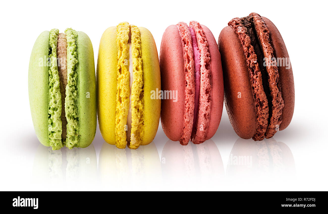 Sweet colorful macarons isolated on white background. Clipping Path ...