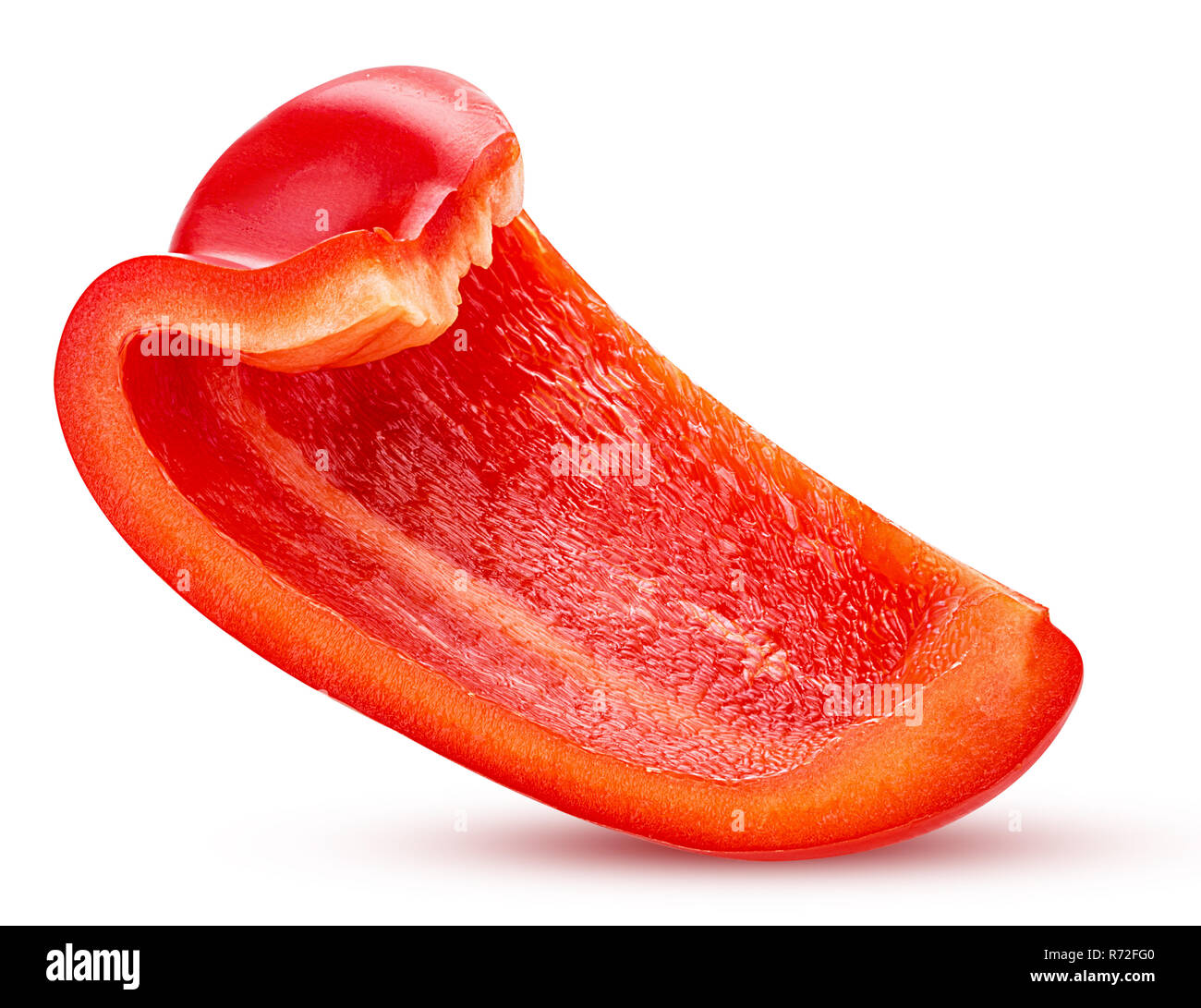 Red bell pepper slice isolated on white background Clipping Path Stock ...