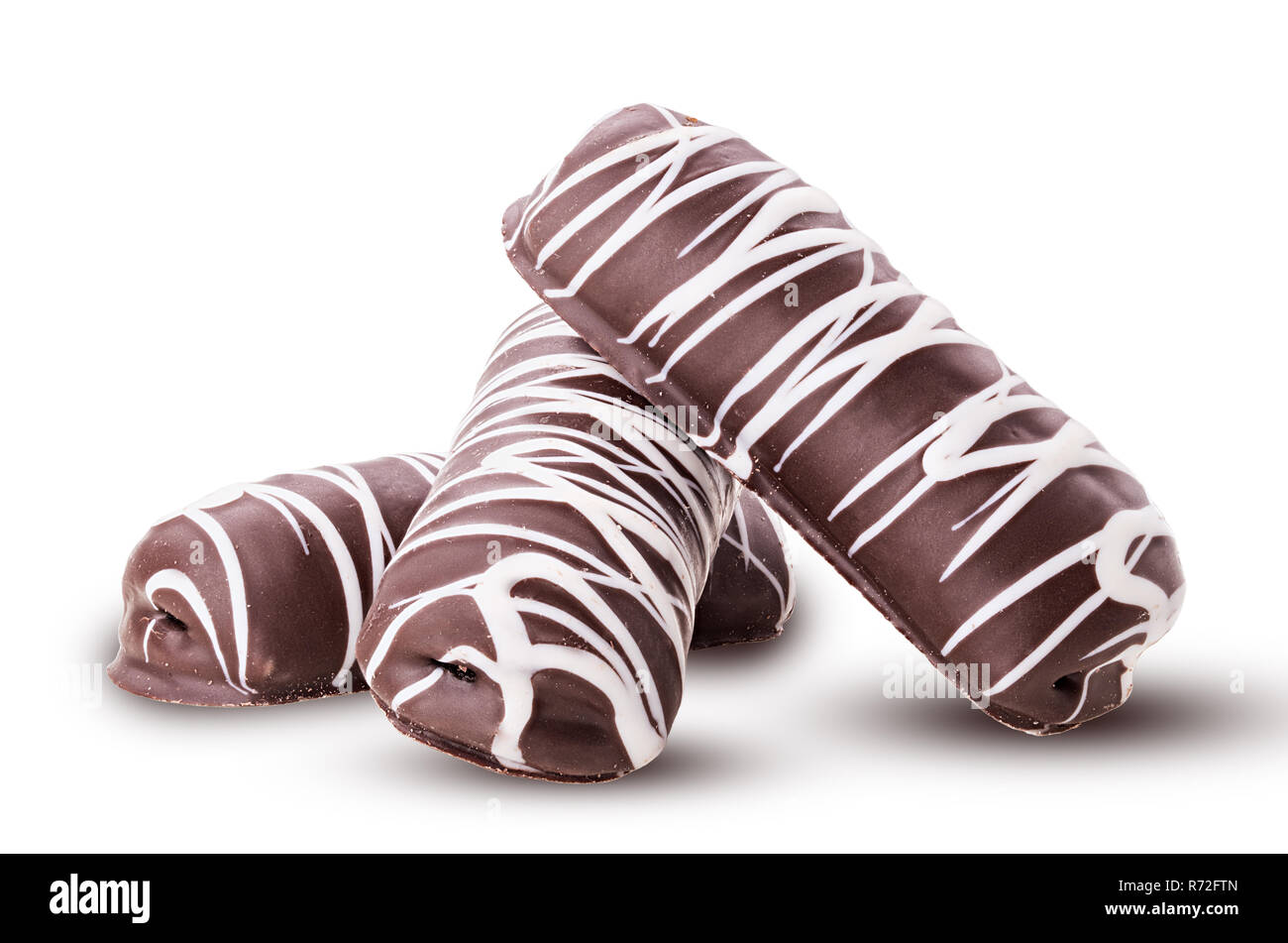 Three chocolate bars isolated on white background. Clipping Path. Full ...