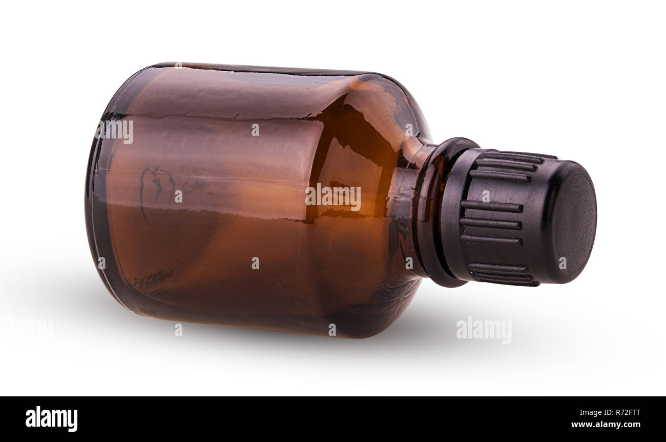 Brown glass jar isolated on white background. Clipping Path. Full depth ...