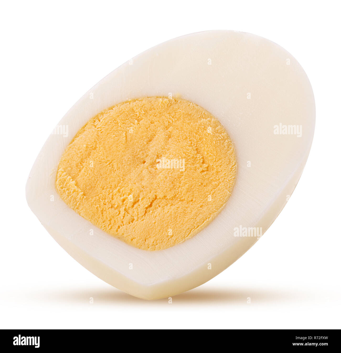 Boiled peeled egg cut in half isolated on white background. Clipping ...