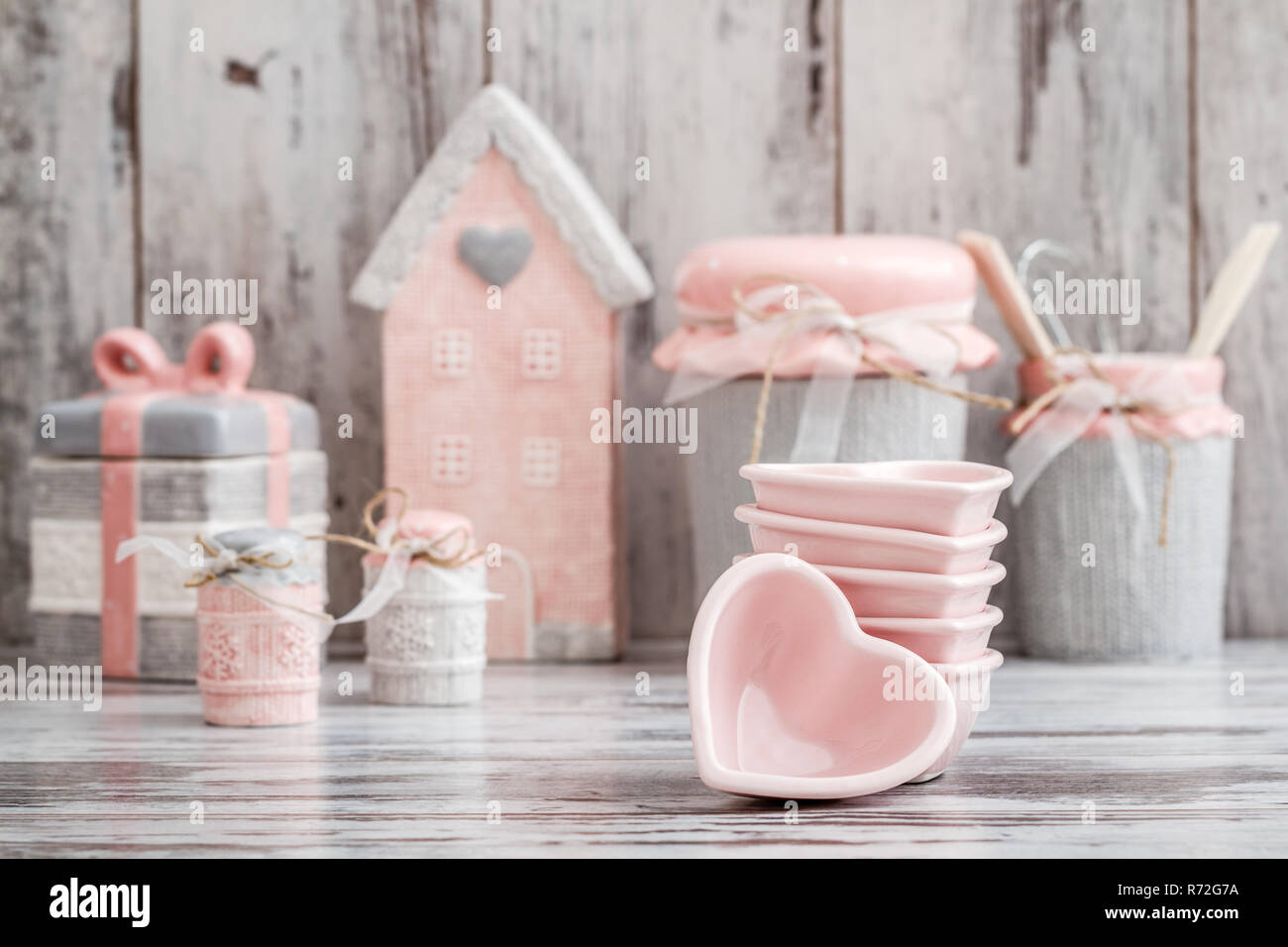 Gray and Pink Cute Decorative Kitchen Utensils Stock Photo - Alamy