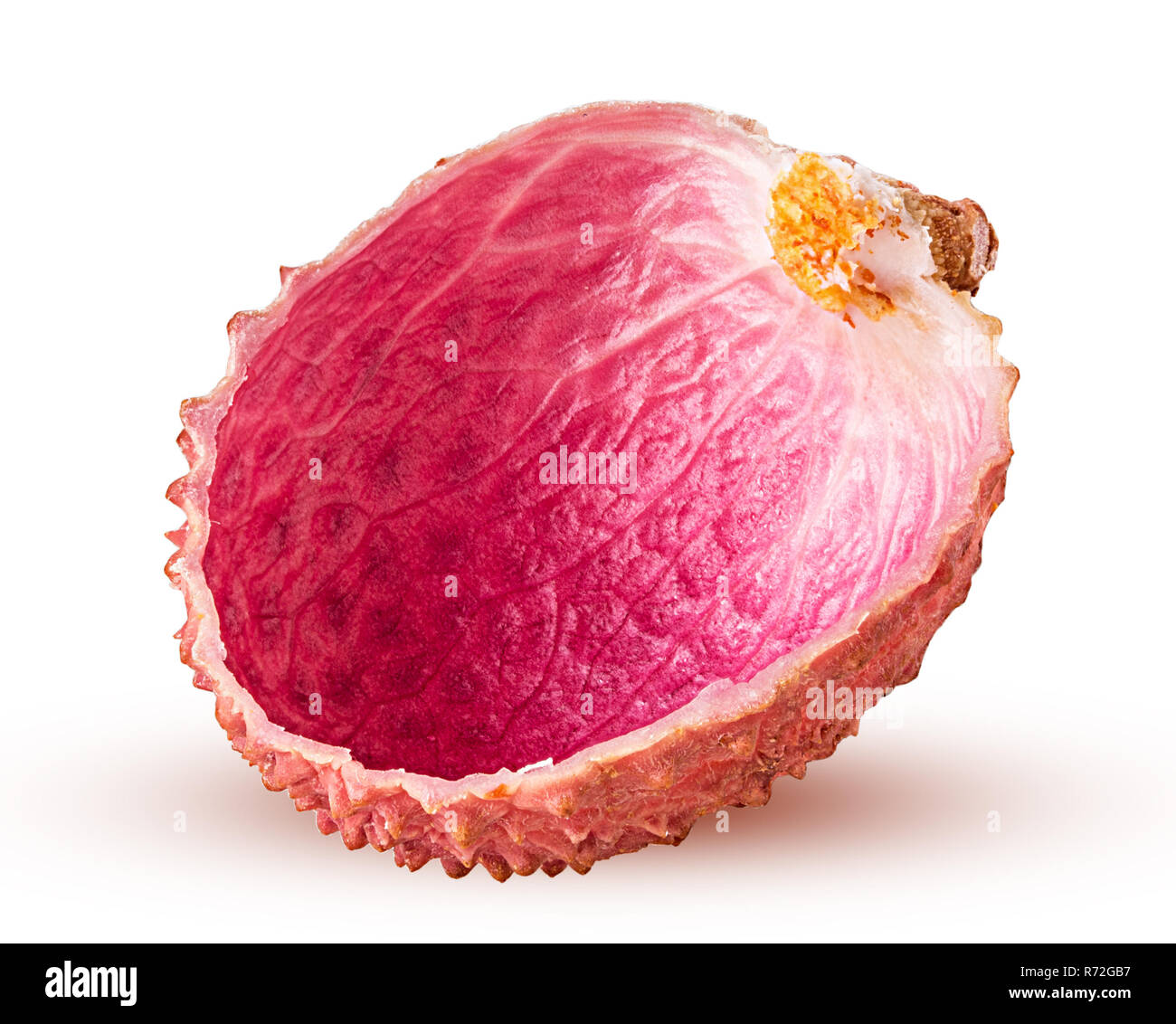 Lychee half skin isolated on white background. Clipping Path. Full ...