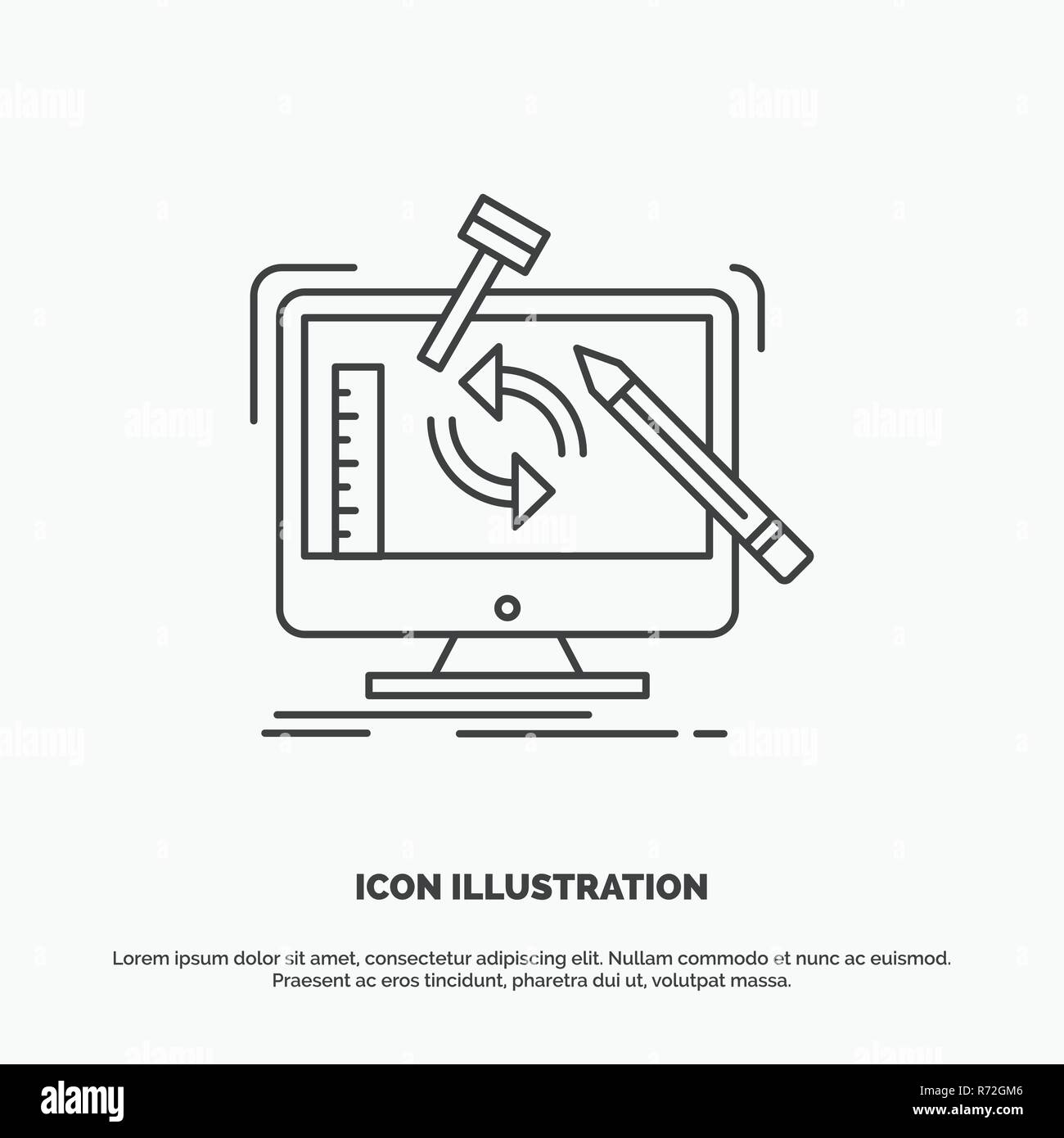 engineering, project, tools, workshop, processing Icon. Line vector gray symbol for UI and UX ...