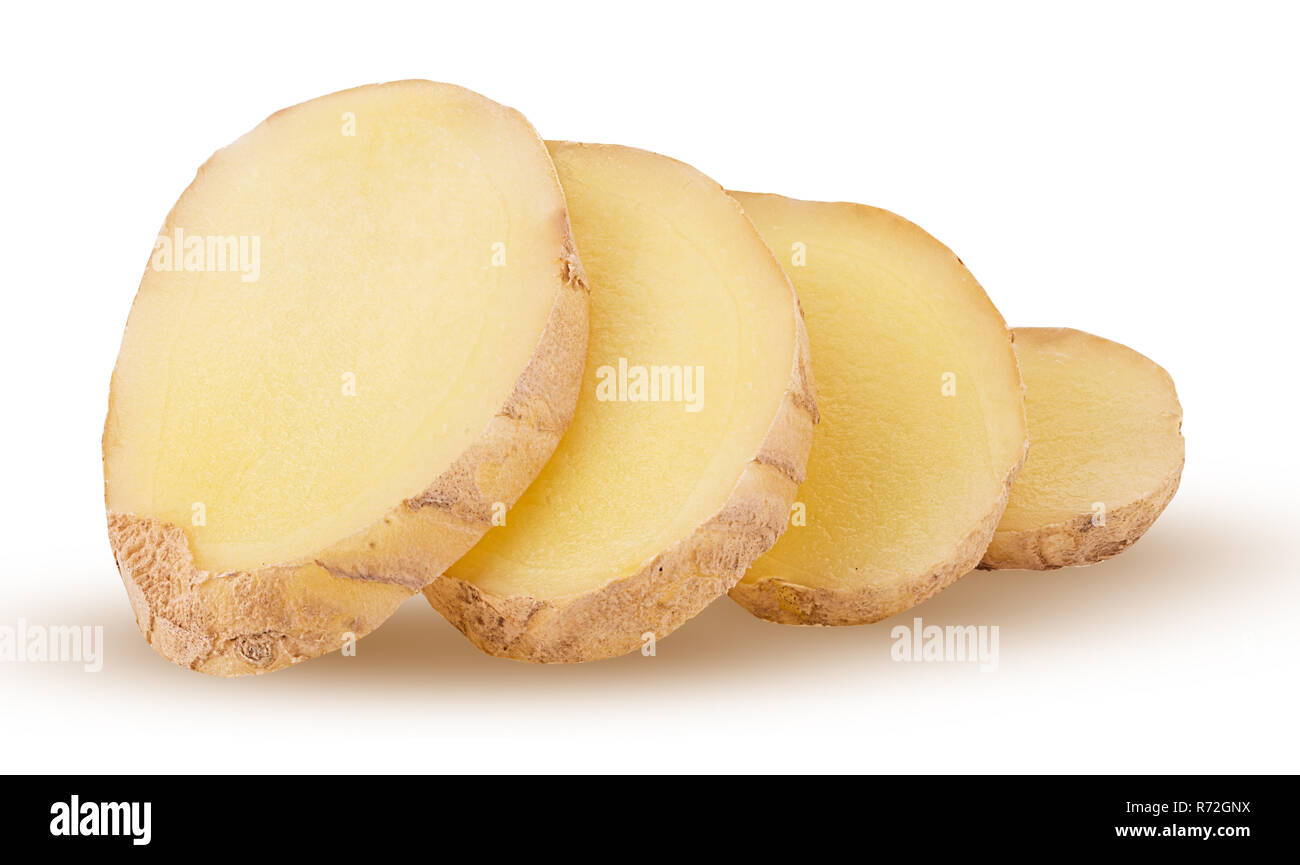 Fresh ginger slice isolated on white background. Clipping Path. Full ...