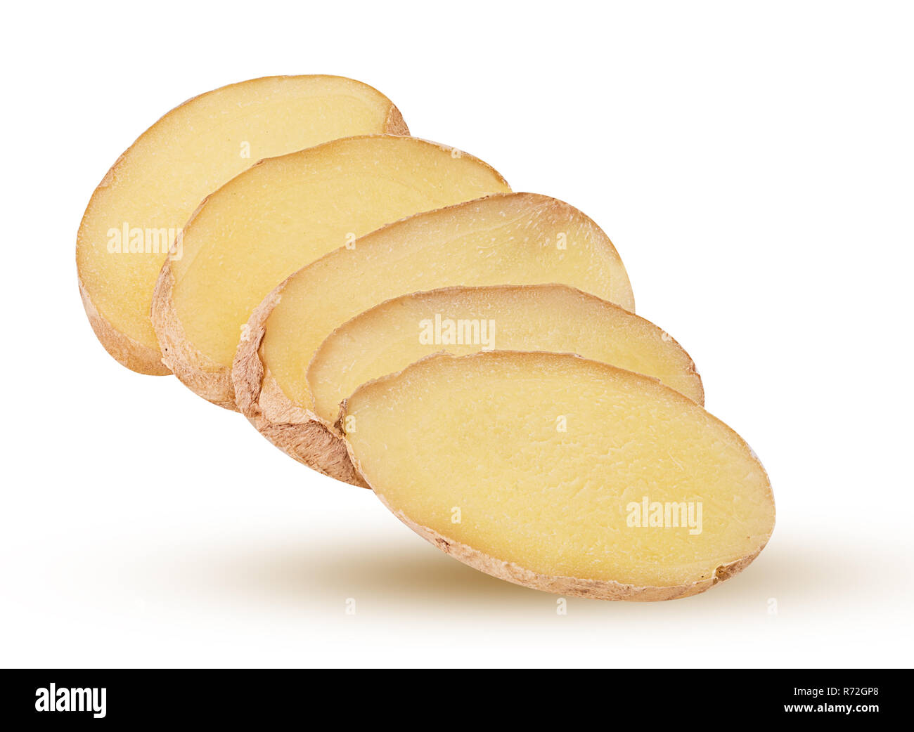Fresh ginger slice isolated on white background. Clipping Path. Full ...