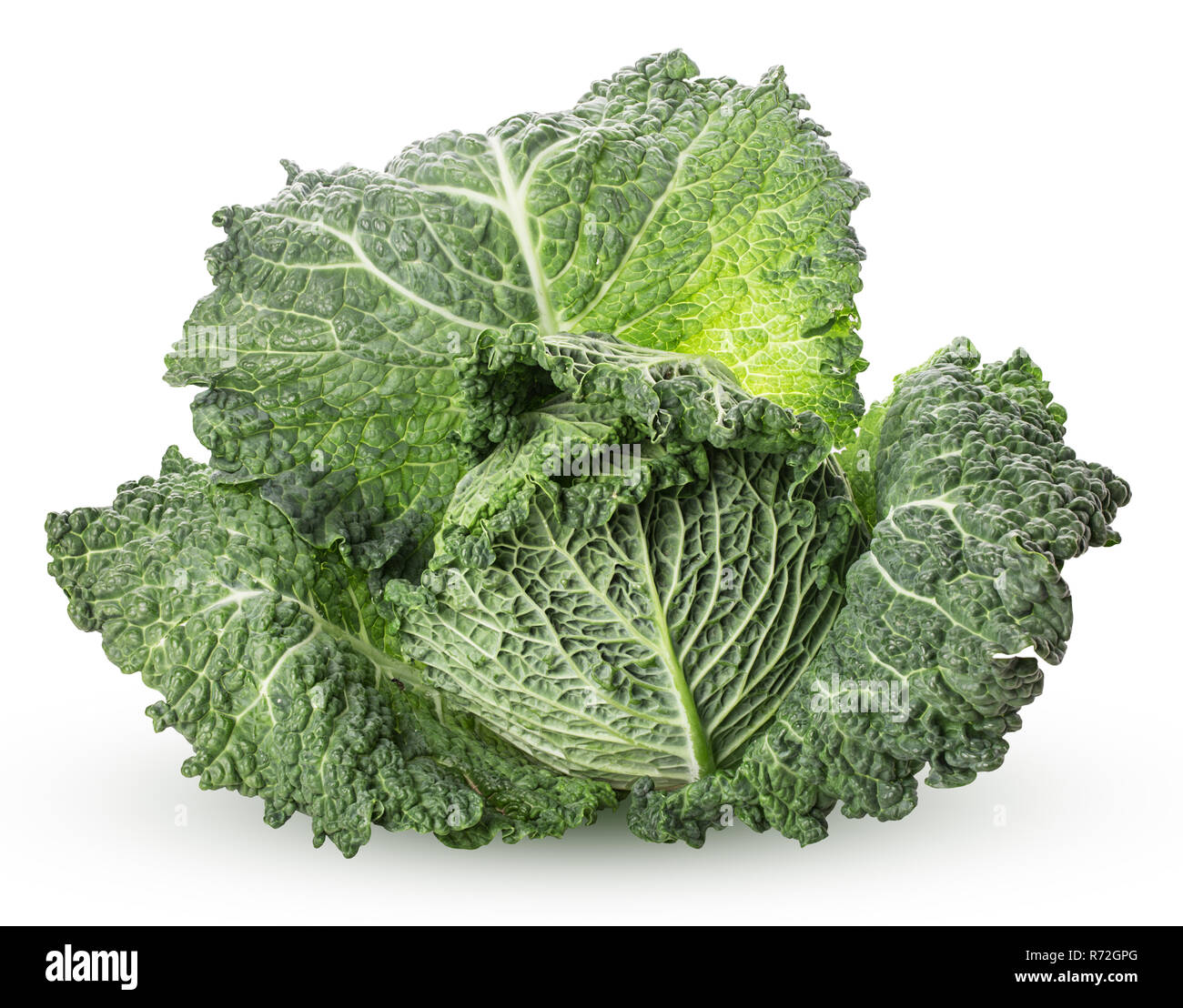 Fresh green young savoy cabbage isolated on white background. Clipping ...