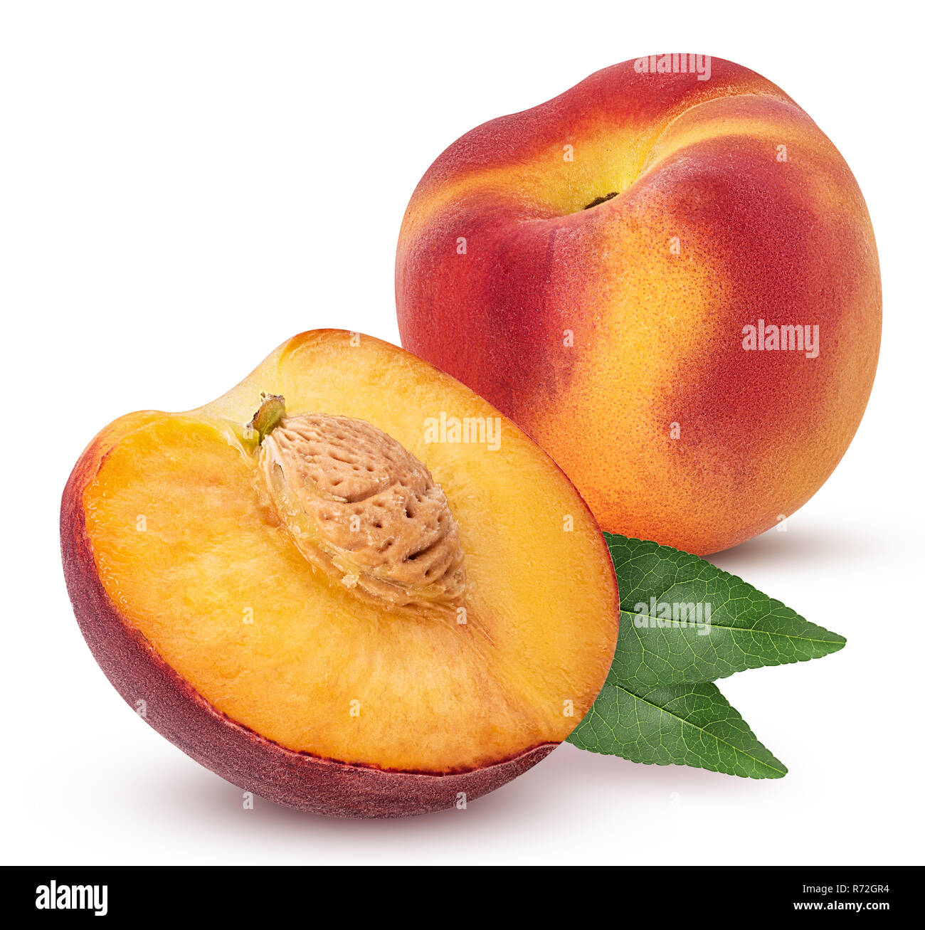 Peach cut in half cutout hi-res stock photography and images - Alamy
