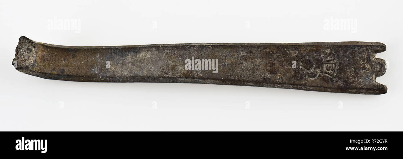 Broken flat handle of spoon, with two notches at the end, spoon cutlery ...