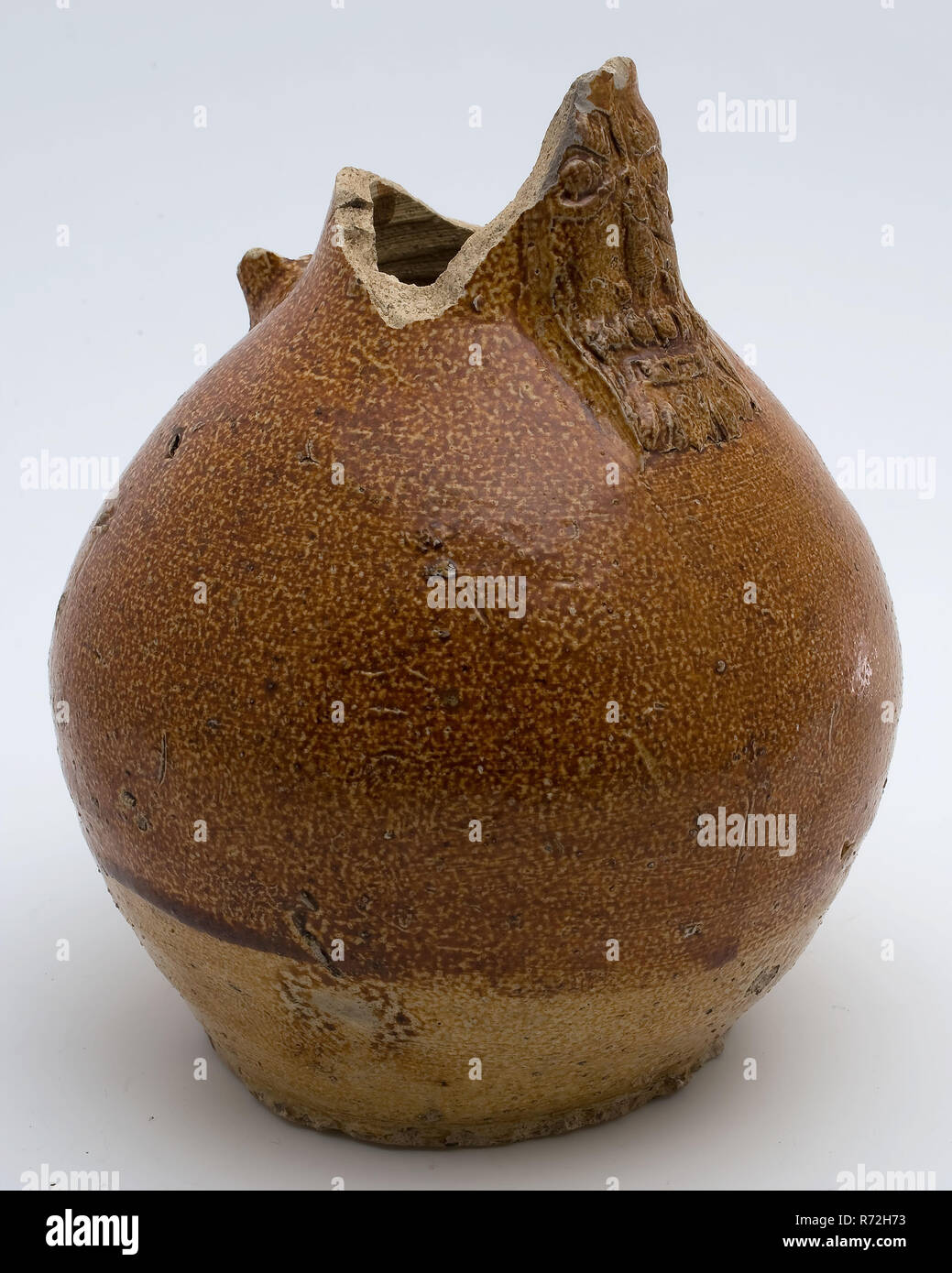 Bartmann jug, also called Bellarmine jug, in light and dark brown glaze ...