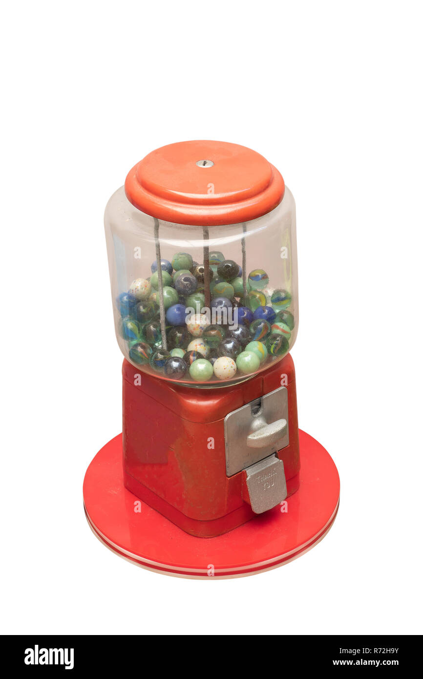 Vintage candy machine isolate on white background Stock Photo - Alamy