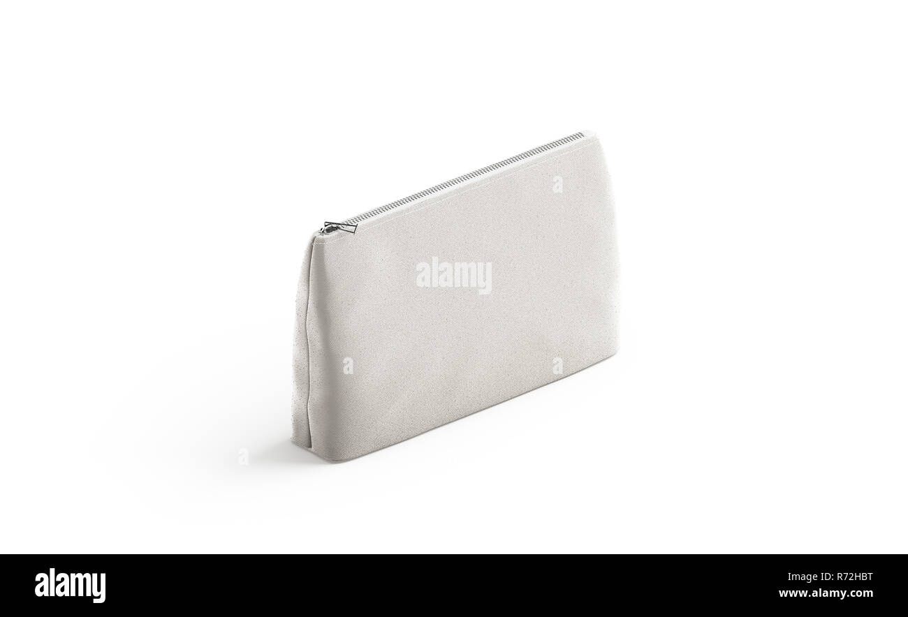 Blank canvas pouch for cosmetics mock up, isolated, 3d rendering. Empty ...