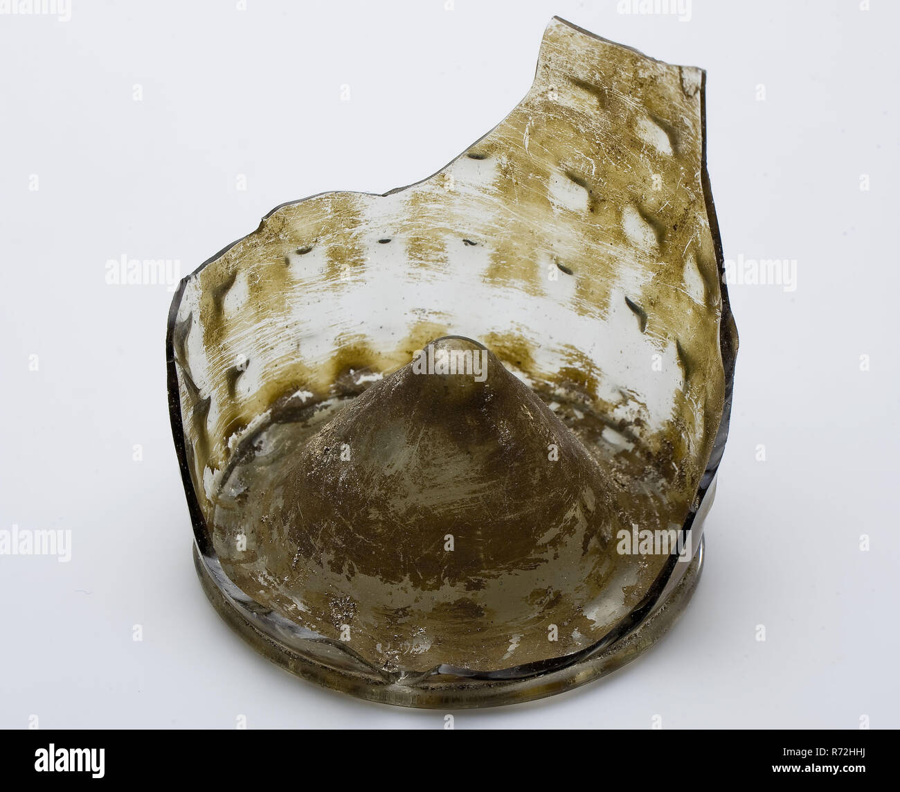 Fragment of foot (edge), bottom and part wall of waffle cup, goblet ...