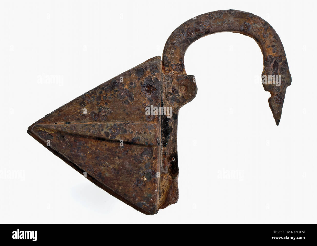 Iron padlock, triangular in shape, padlock lock closing device soil ...