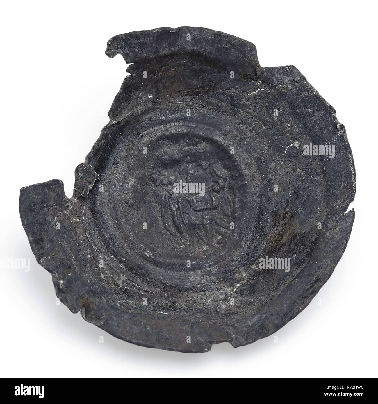 Tin foot plate, man and woman in the mirror, dish crockery holder soil ...