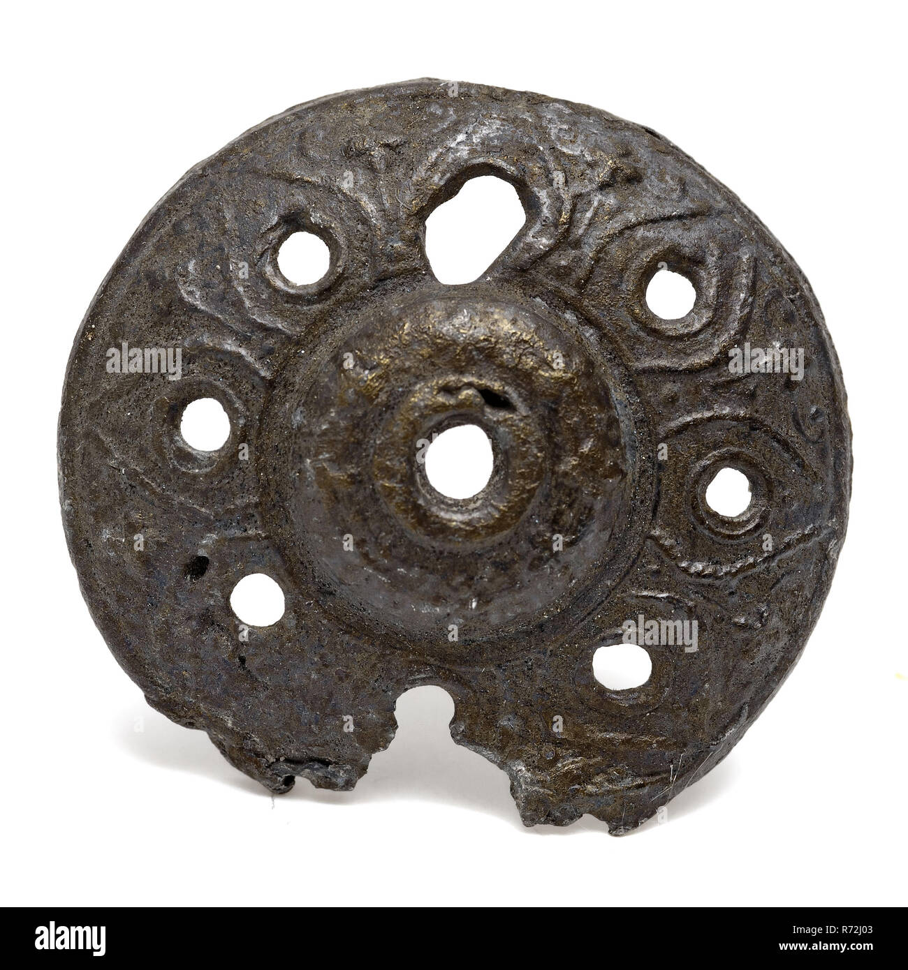 Three round objects of tin and lead, artifact soil found tin metal ...