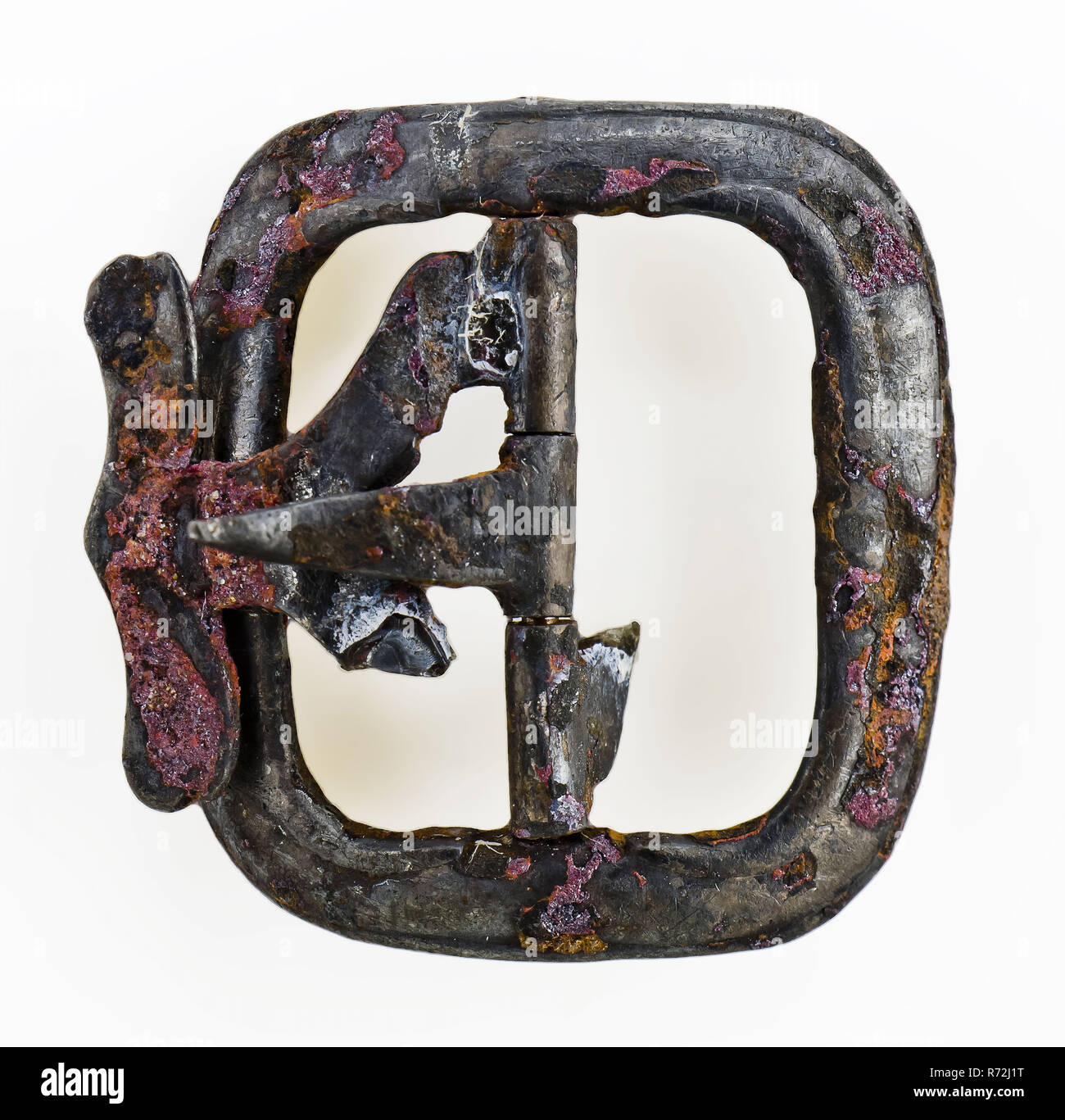 Shoe buckle, rectangular bracket with middle post with angel and bounce ...