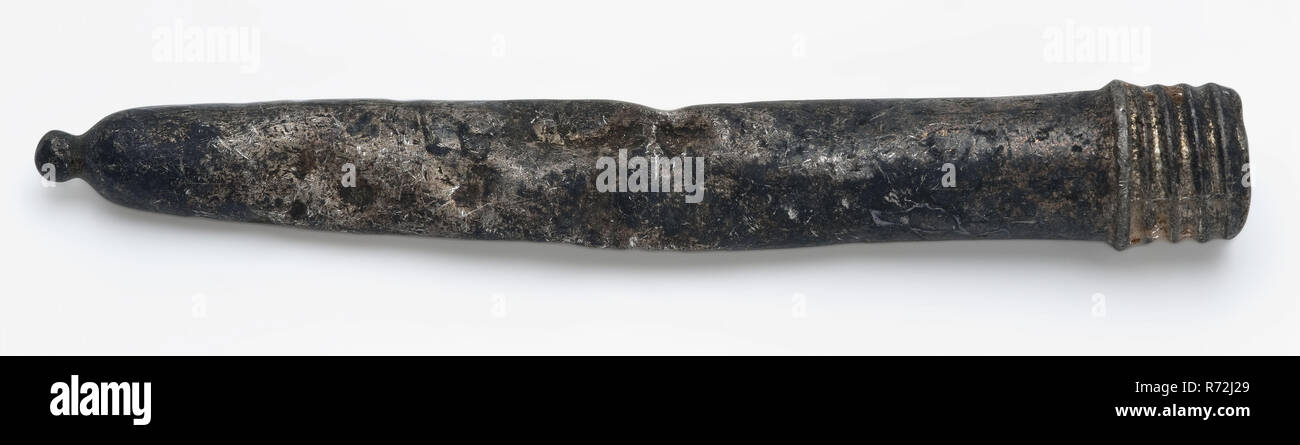 Needle tube with thread, sleeve holder soil find tin silver? metal ...