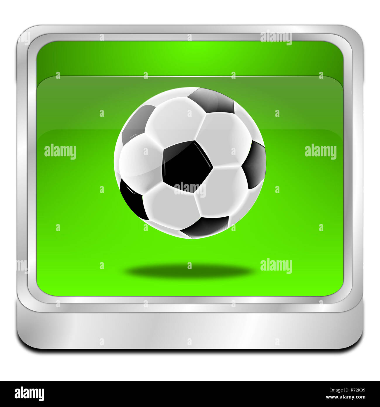 glossy green Button with Soccer ball - 3D illustration Stock Photo - Alamy
