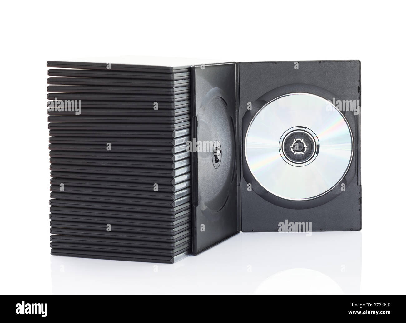 Dvd boxes with disc on white background Stock Photo - Alamy