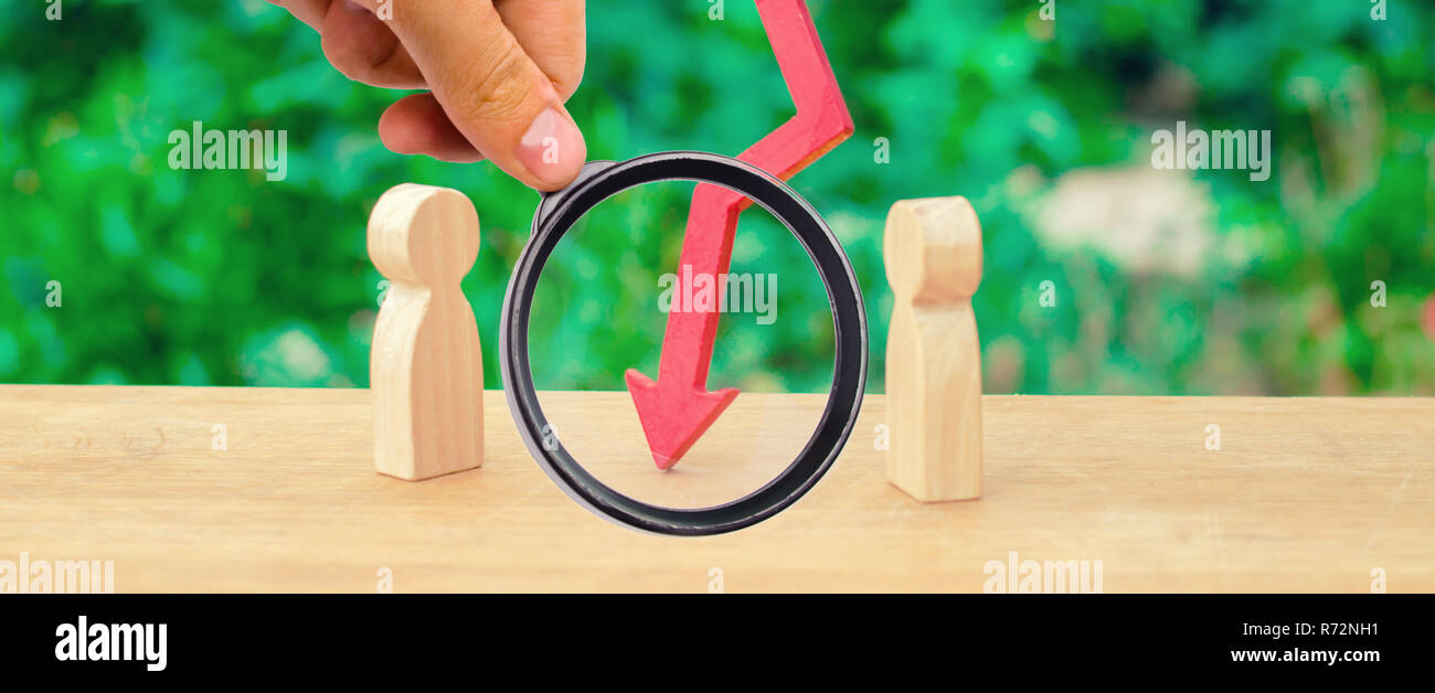 Two people are separated by a red arrow. The concept of conflict and ...