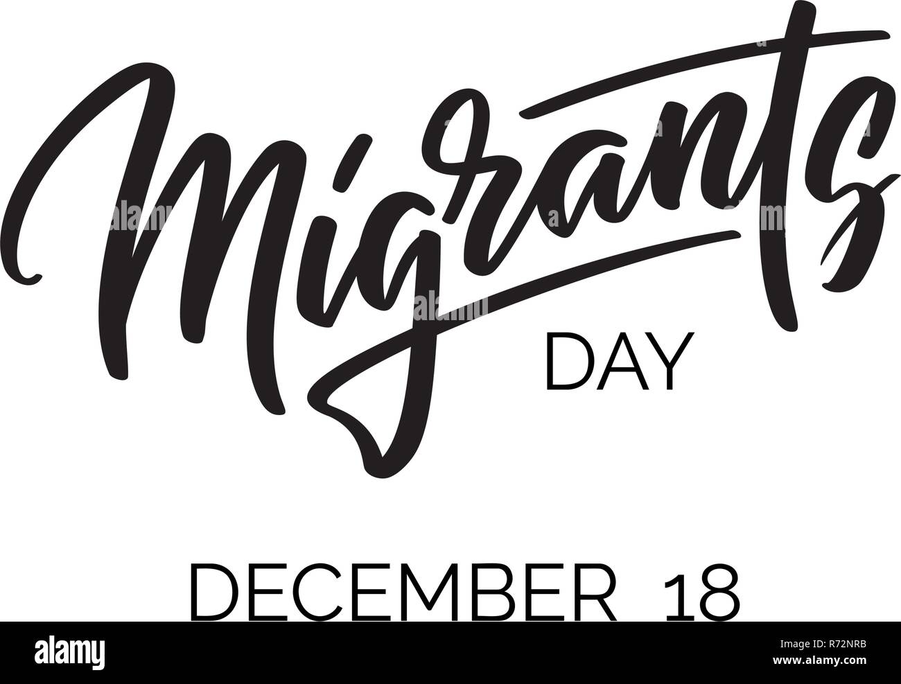 Migrants day - hand-written text, typography, hand lettering ...