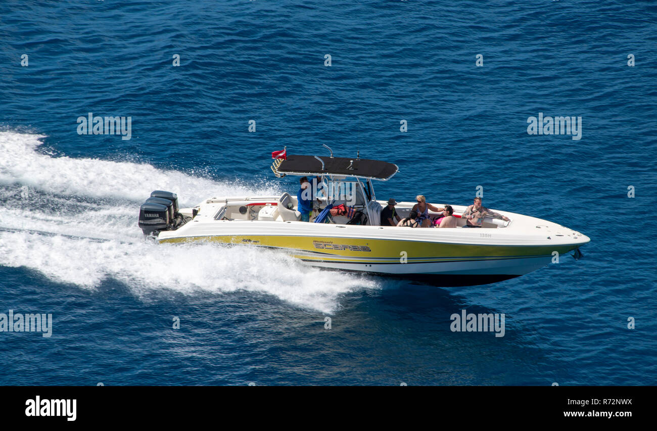 Speedboat Wellcraft Scarab Caribbean Sea Barbados Stock Photo - Alamy