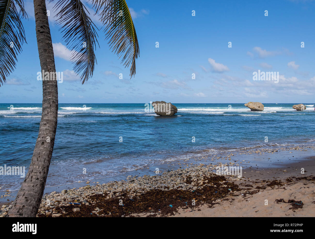 Bathsheba Beach & Atlantic Ocean Barbados showing mushroom shaped rock ...