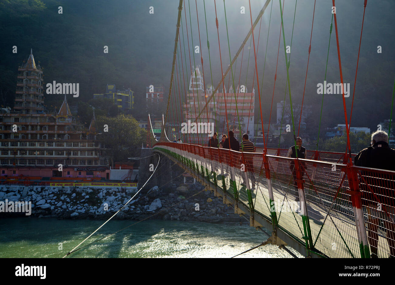 Suspension Bridge on river Ganga Stock Photo - Alamy