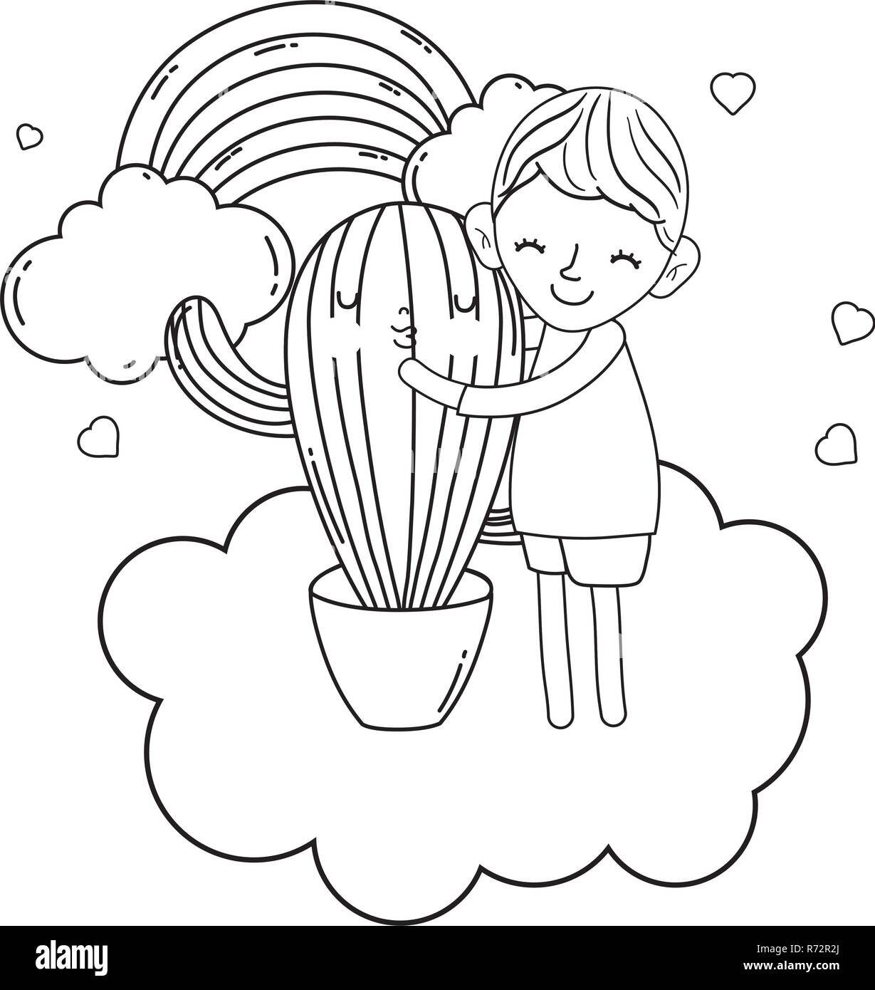 little boy with cactus kawaii character Stock Vector Image & Art - Alamy