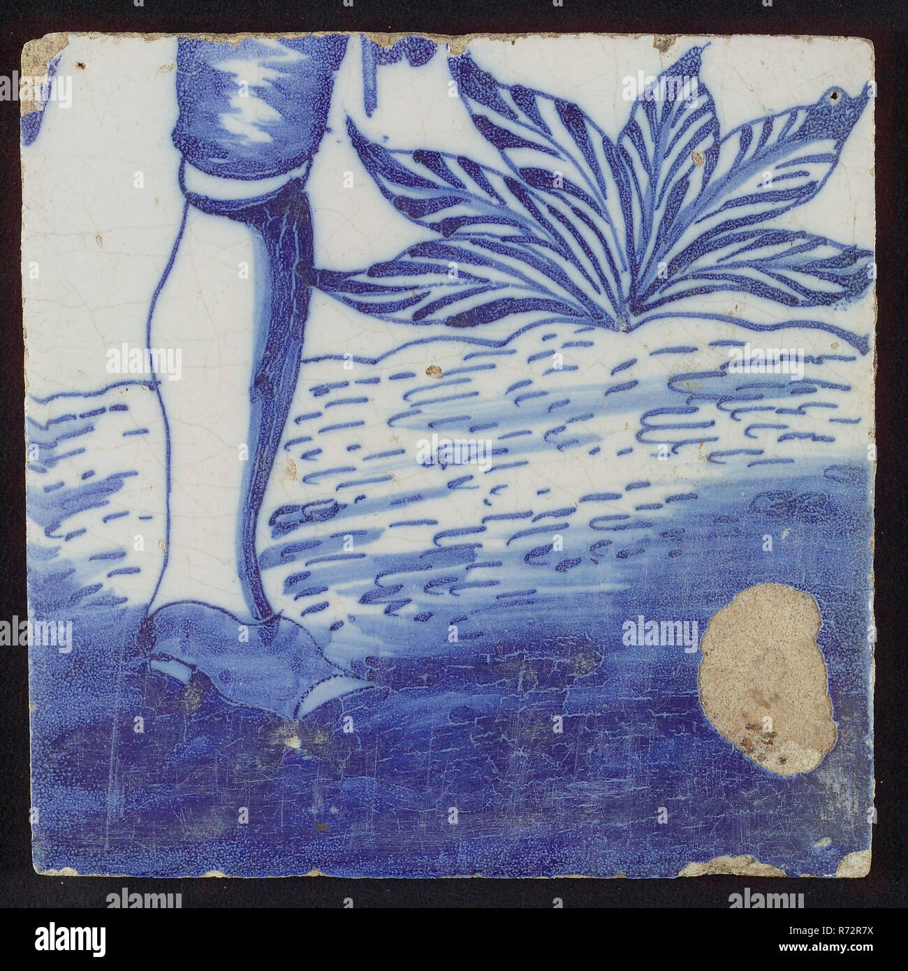 Tile tile tile with in blue the lower part of the figure: leg, tile ...